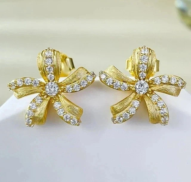 2Ct Round Cut Lab Created Diamond Women Stud Earrings 14K Yellow Gold ...