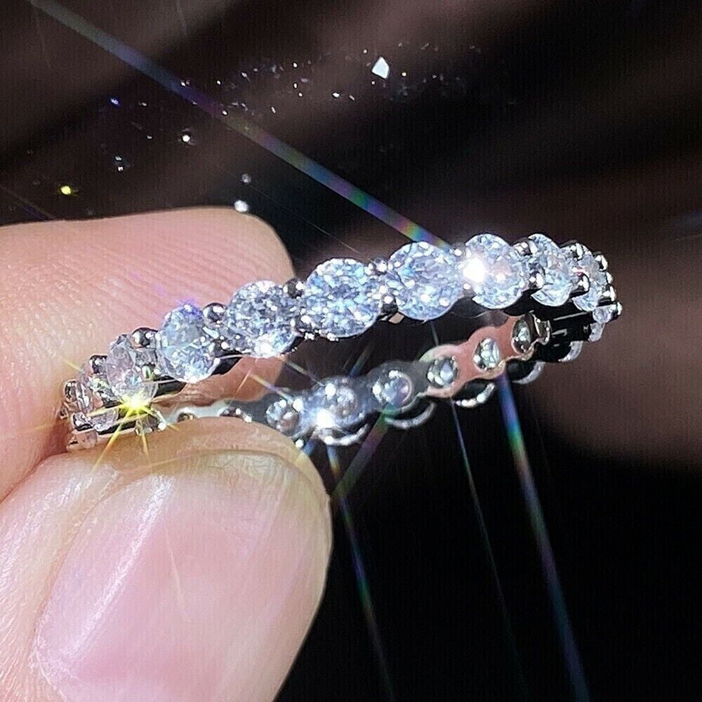 "2Ct Round Cut Lab Created Diamond Women's Full Eternity Band Ring 14K ...