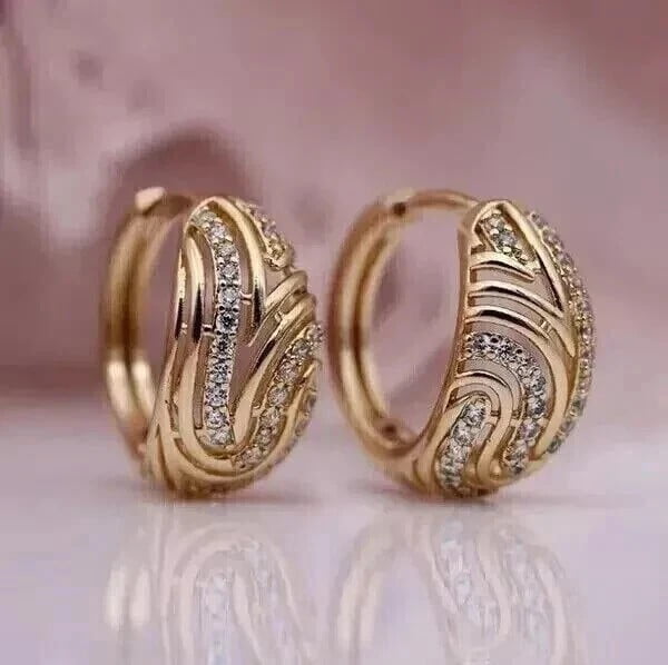 2Ct Round Cut Lab-Created Diamond Women's Hoop Earrings14k Yellow Gold ...