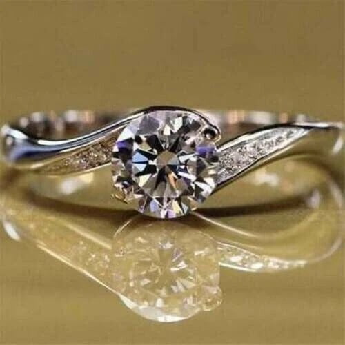 2Ct Round Cut Lab Created Diamond Women's Solitaire Ring 14K White Gold ...