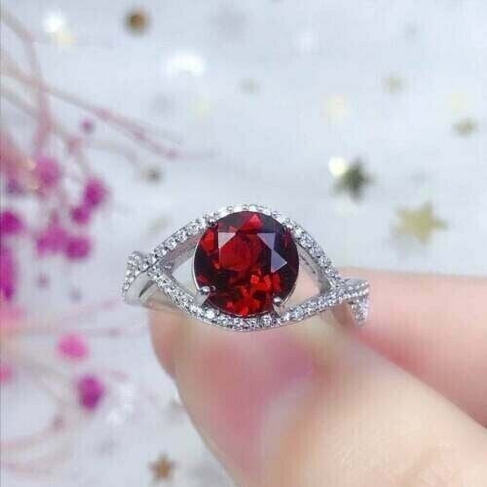 2Ct Round Cut Lab-Created Garnet Women Engagement Ring 14k White Gold ...