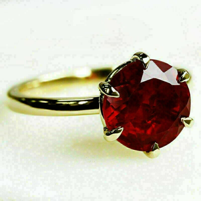 2Ct Round Cut Lab Created Red Ruby Women's Engagement Gift Ring 14K ...