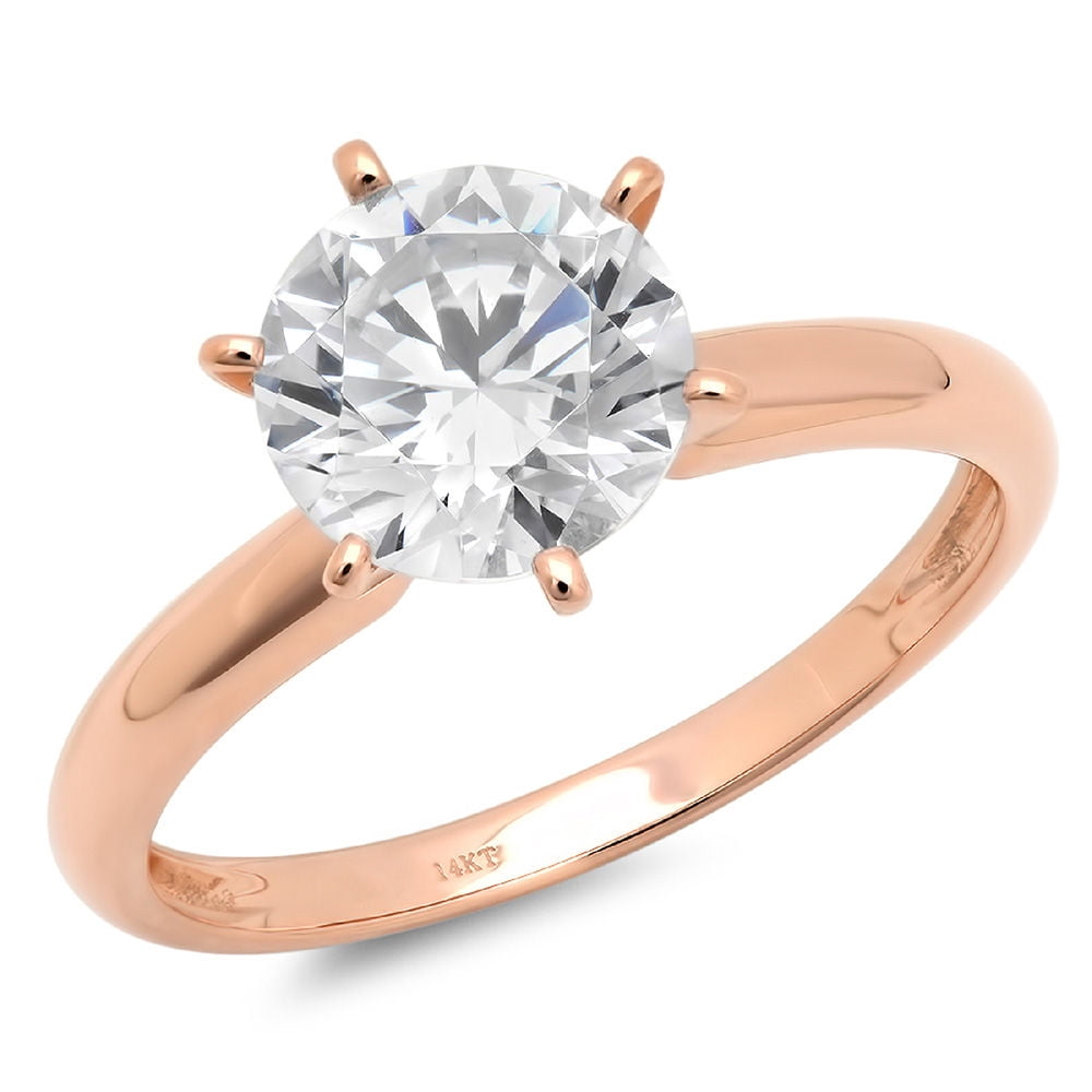 2ct Round Brilliant cut - Solitaire - VVS1 Moissanite - 18k Rose Gold - Bridal Anniversary ...