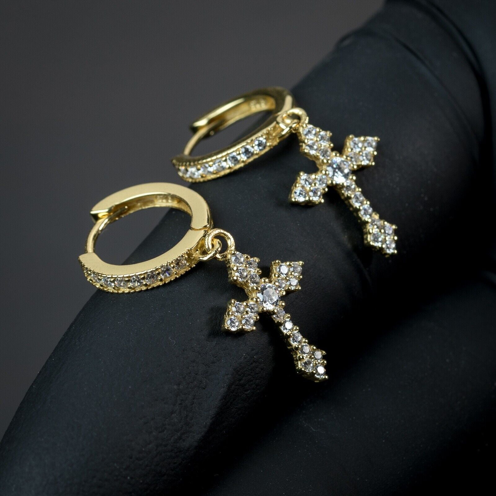 Stunning Gold Cross Earrings Men Photos