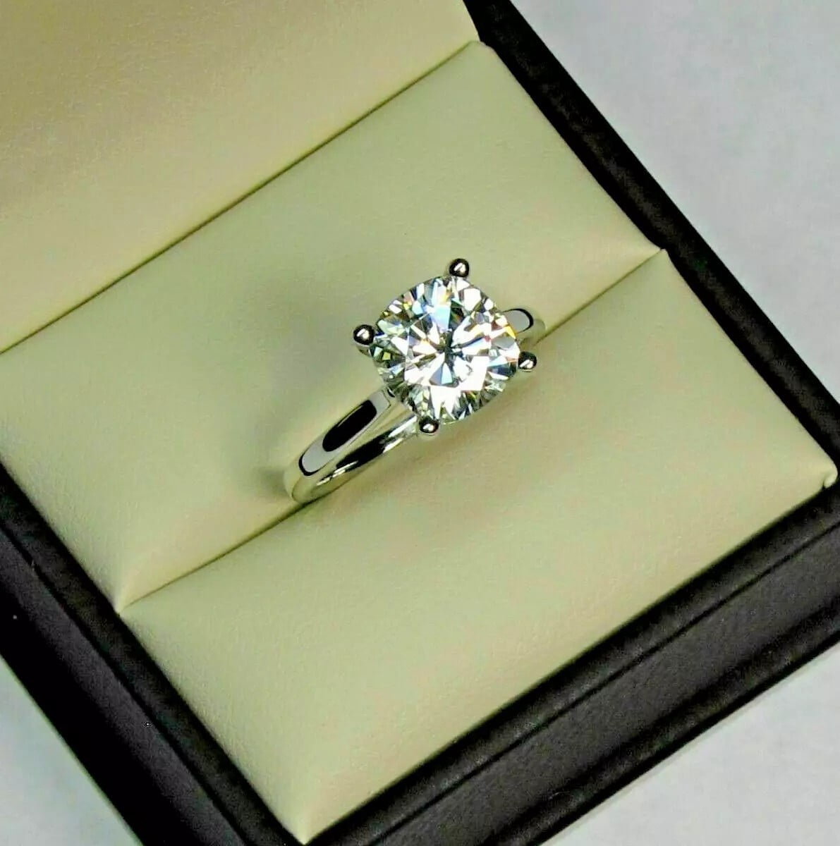 2Ct Round Cut Simulated 14K White Gold Plated Women's Solitaire Wedding ...