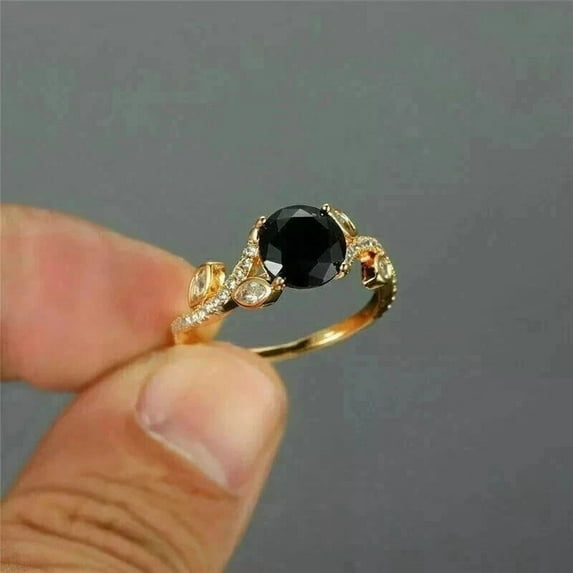2Ct Round Cut Simulated Black Diamond Women's Wedding Gift ring 14k ...