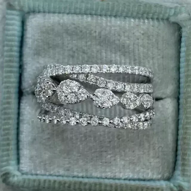 2Ct Round Cut Simulated Diamond Band Women's Crisscross Engagement Ring ...