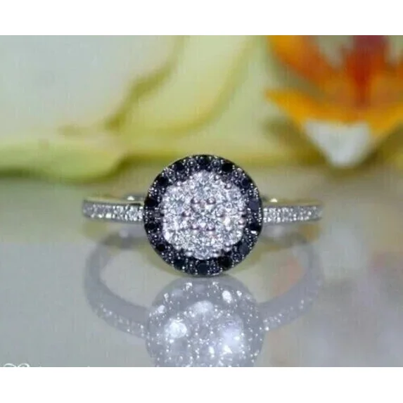 2Ct Round Cut -Simulated Diamond Engagement Halo Ring 14k White Gold ...