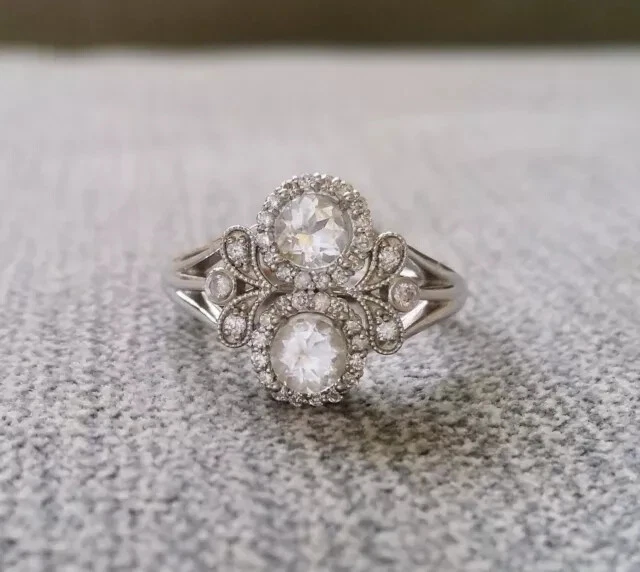 2Ct Round Cut Simulated Diamond Fancy Women's Engagement Ring 14K White ...