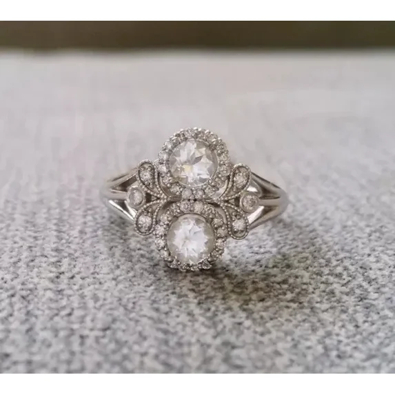 2Ct Round Cut Simulated Diamond Fancy Women's Engagement Ring 14K White ...