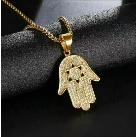 2Ct Round Cut Simulated Diamond Hamsa Women's Pendant Charm In 14k ...