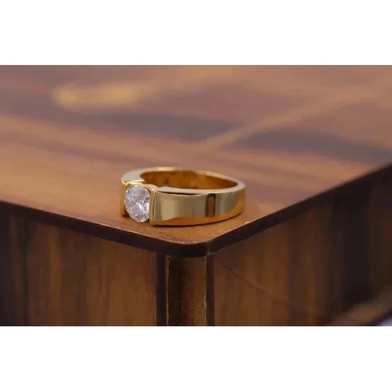 2Ct Round Cut Simulated -Diamond Mens Solitaire Engagement Ring In 14k ...