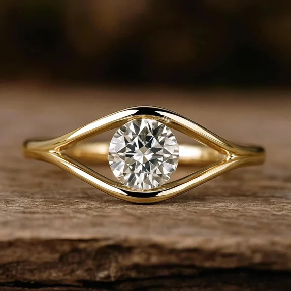 2Ct Round Cut Simulated Diamond Solitaire Unique Ring Women's 14K ...