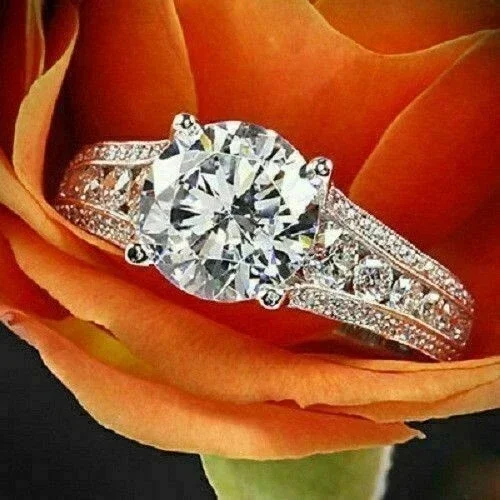 2Ct Round Cut -Simulated Diamond Solitaire Women's Engagement Ring 14K ...