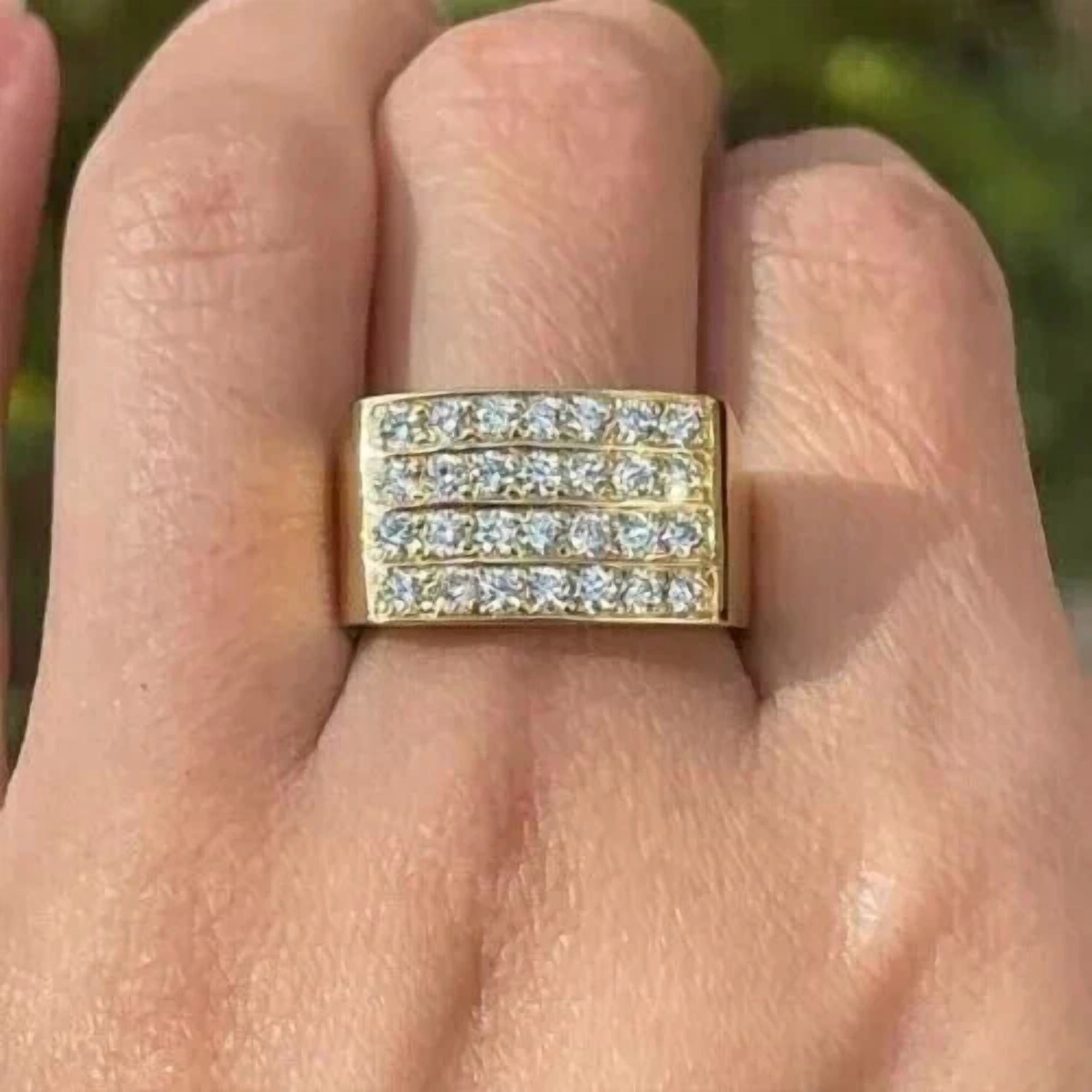 2Ct Round Cut Simulated Diamond Three Row Mens Cluster Wedding ...