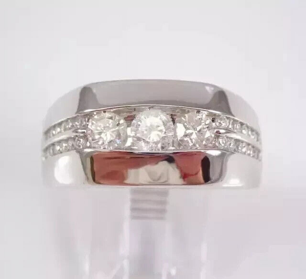 2Ct Round Cut Simulated Diamond Three Stone Engagement Men's Ring 14K ...