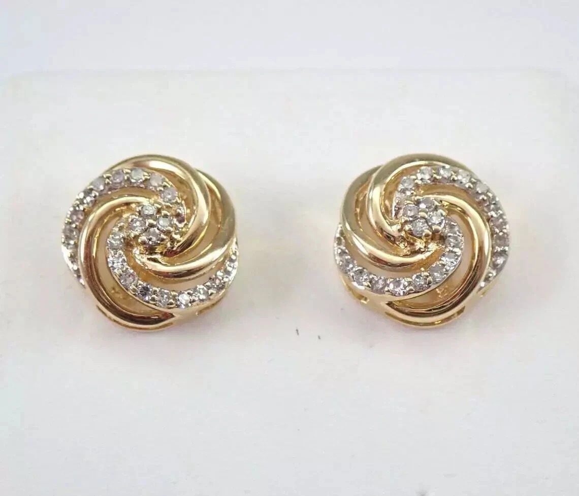 2Ct Round Cut Simulated Diamond Women Swirl Cluster Stud Earrings 14K ...