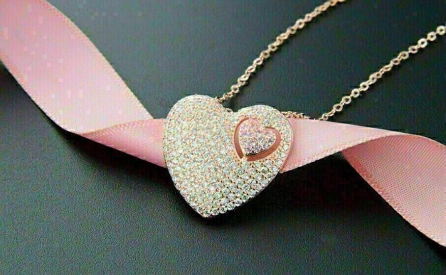 2Ct Round Cut Simulated Diamond Women's Birthday Gift Heart Shape Pendant 14K Yellow Gold Plated ...