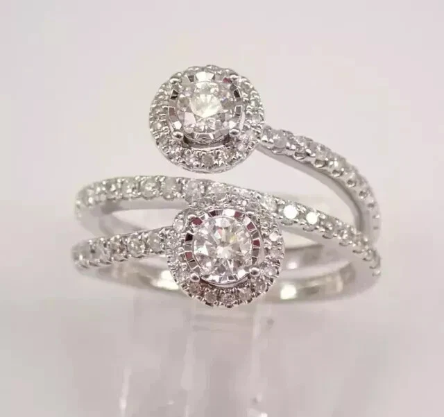 2Ct Round Cut Simulated Diamond Women's Bypass Engagement Ring 14K ...