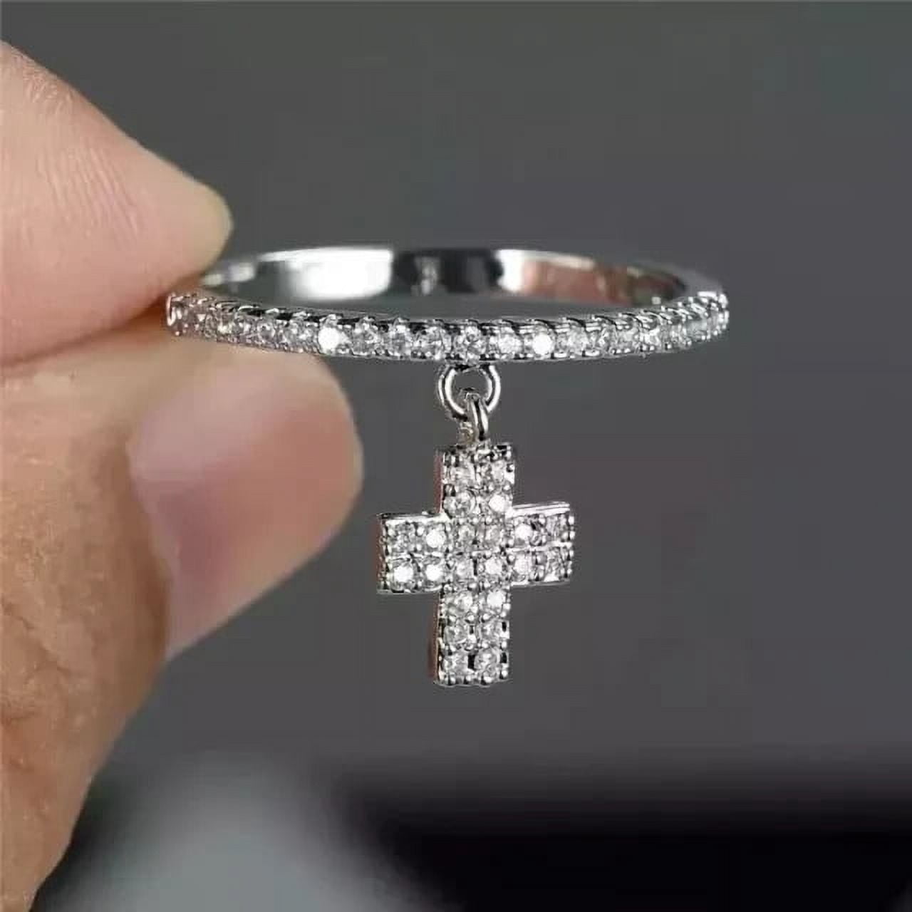 2Ct Round Cut Simulated Diamond Women's Cross Drop Dangle Wedding Ring ...