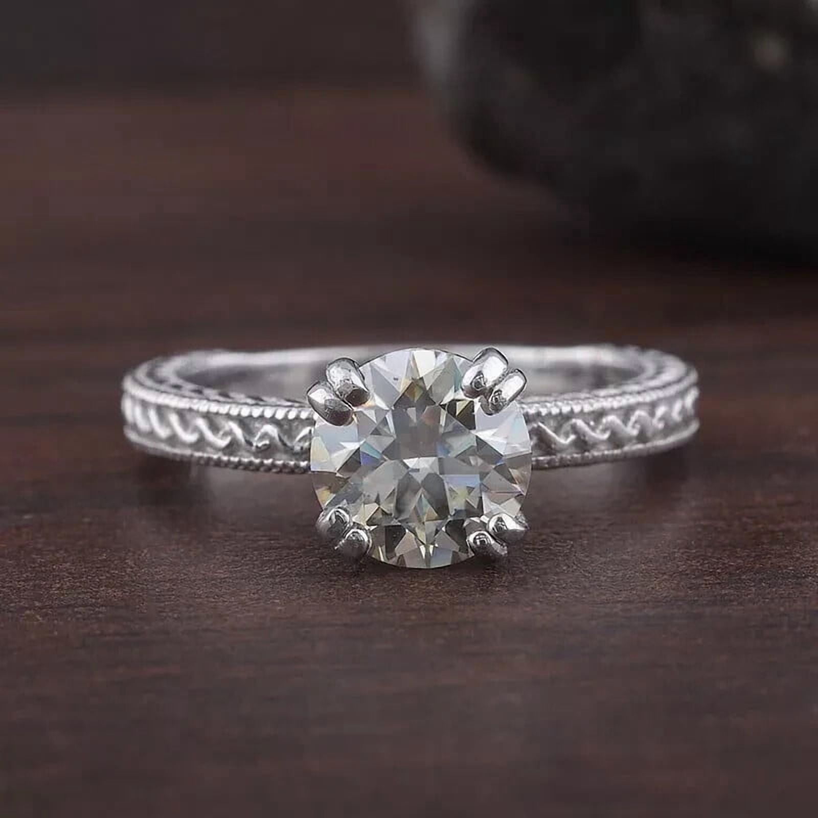 2Ct Round Cut Simulated Diamond Women's Engagement Gift Ring 14k White ...