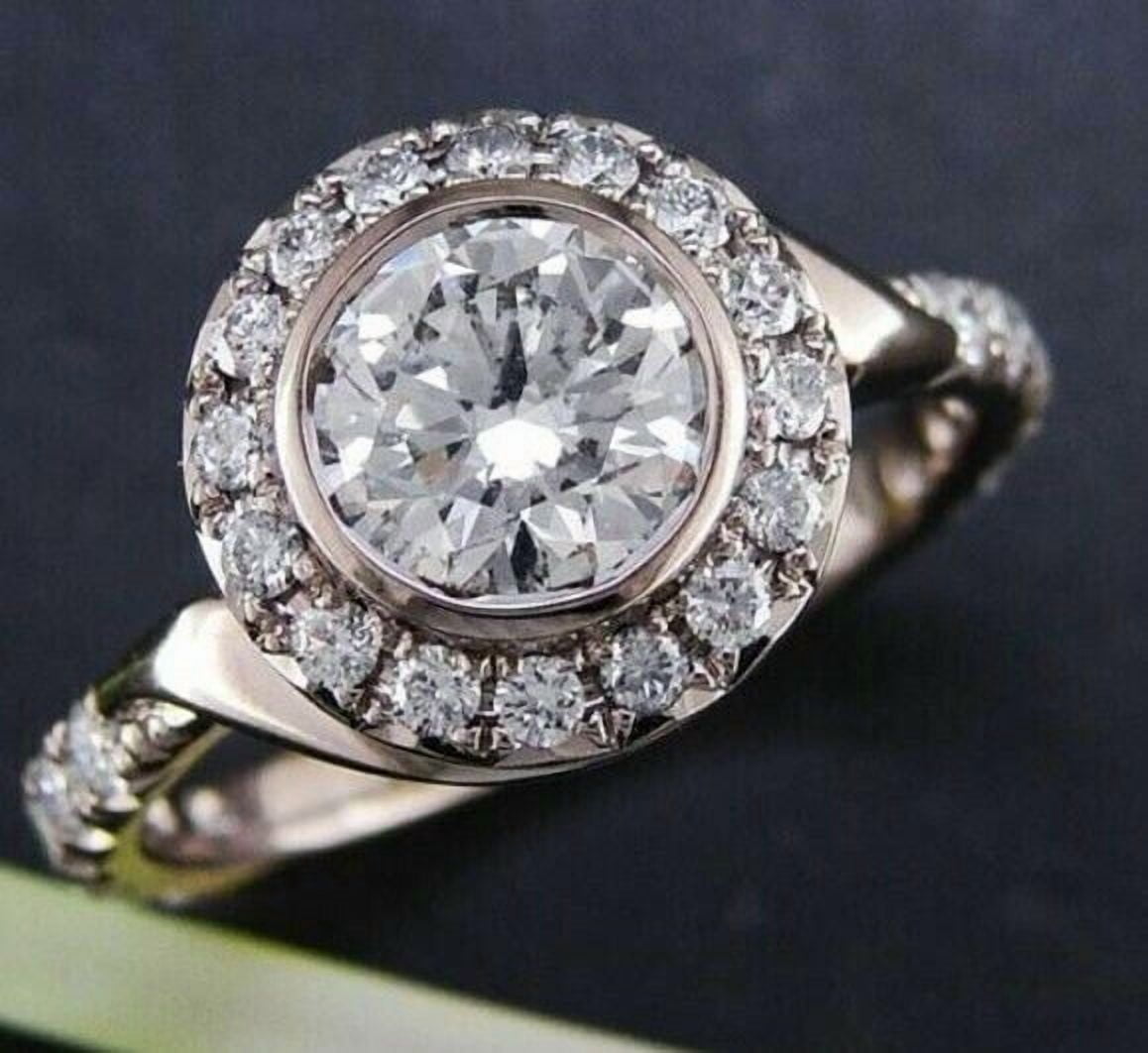 2Ct Round Cut Simulated Diamond Women's Weddings Gift Ring 14K Rose ...