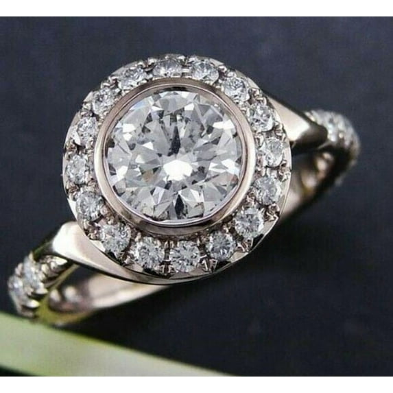 2Ct Round Cut Simulated Diamond Women's Weddings Gift Ring 14K Rose ...