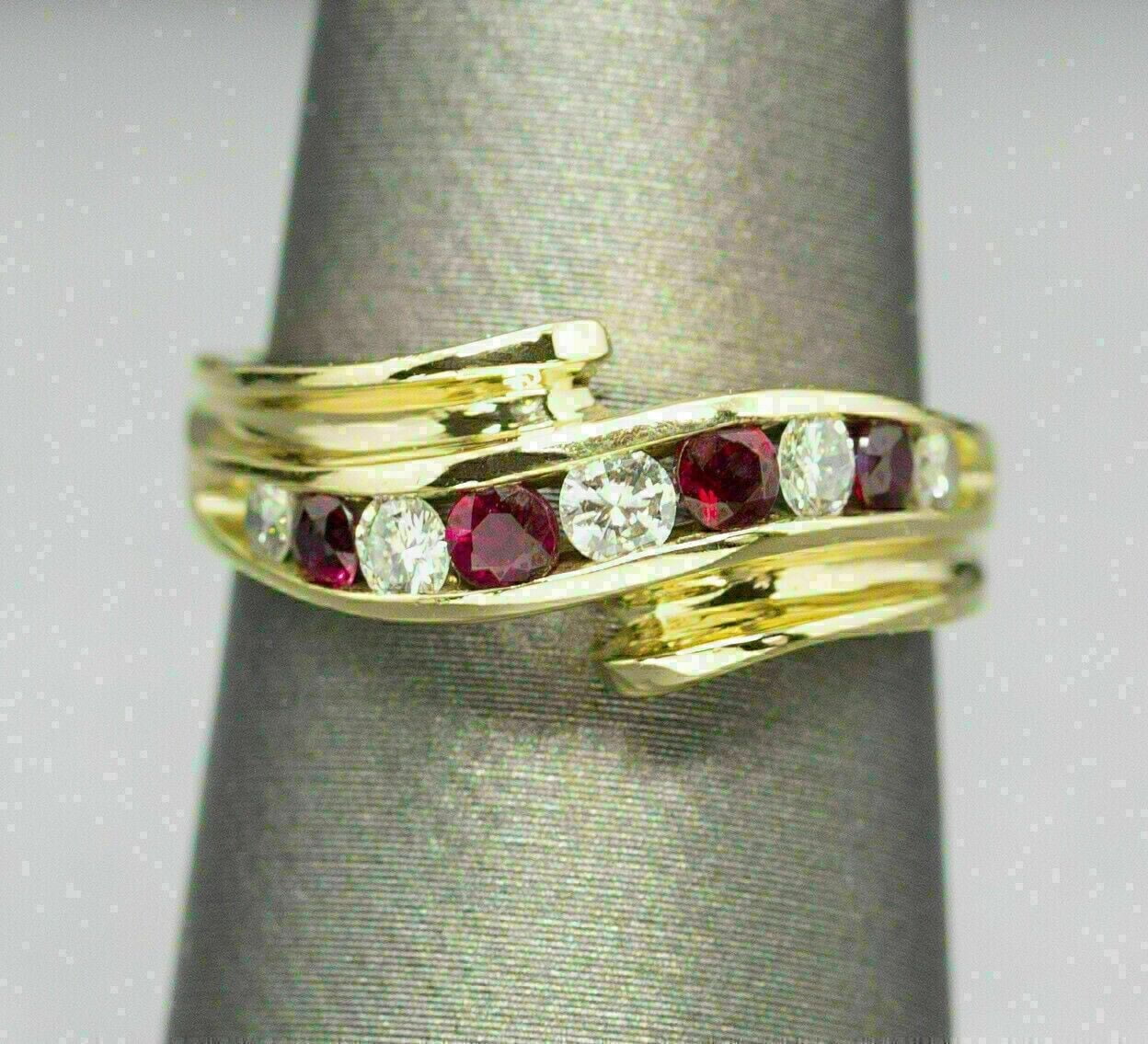 2Ct Round Cut Simulated Red Ruby Women's Wedding Band Ring 14K Yellow ...