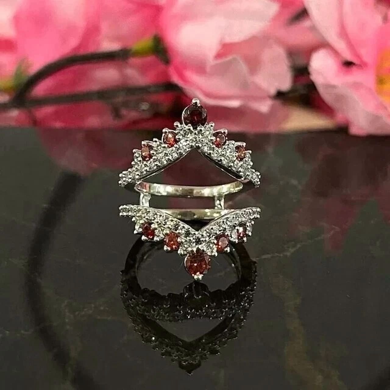 2Ct Round Cut Simulated Ruby Enhancer Wrap Wedding Ring For Women's 14K ...