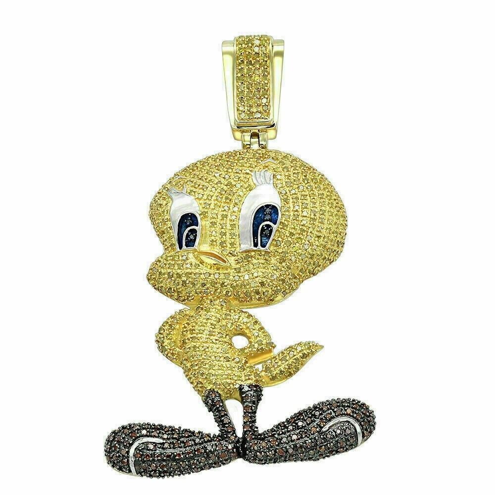 Shree Jewels 2Ct Round Cut Yellow Diamond Tweety Bird Pendant, 14K ...