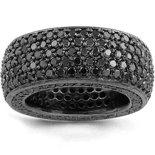 2Ct Round Lab-Created Black Diamond Men's Engagement Ring 14k Black ...