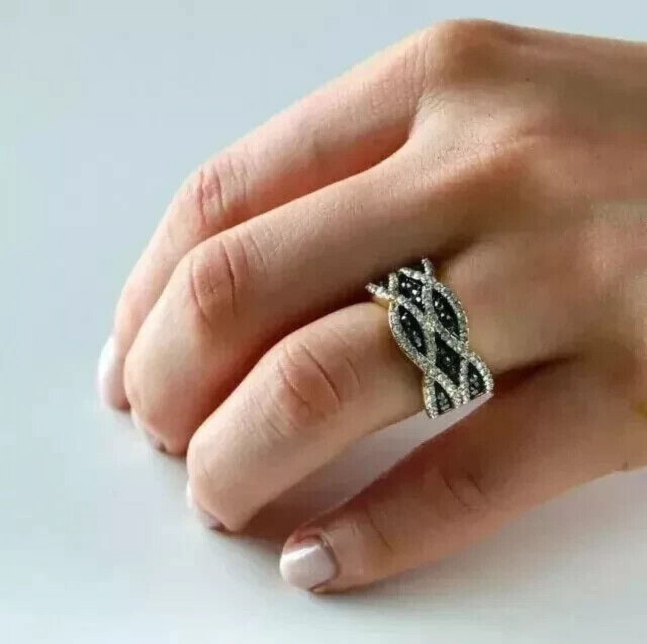 2Ct Round Lab Created Black Diamond Women Weeding Ring 14k Yellow Gold ...