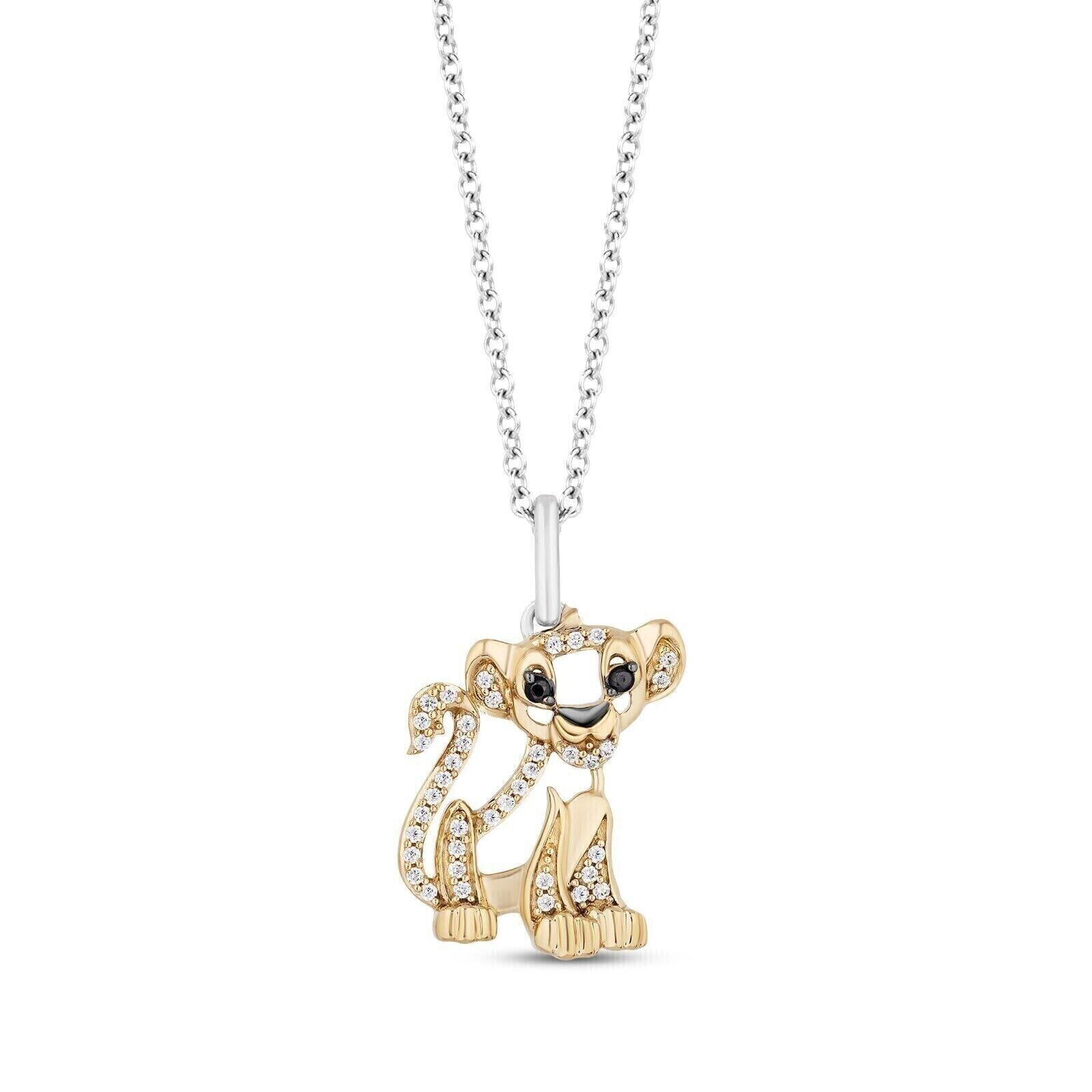2Ct Round Lab-Created Diamond Lion King "Simba" Pendant 14k Yellow Gold ...