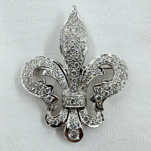 2Ct Round Lab Created Diamond Women's Wedding Brooch, 14K White Gold ...