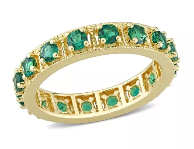 2Ct Round Lab Created Green Emerald , Full Eternity Green Emerald ...