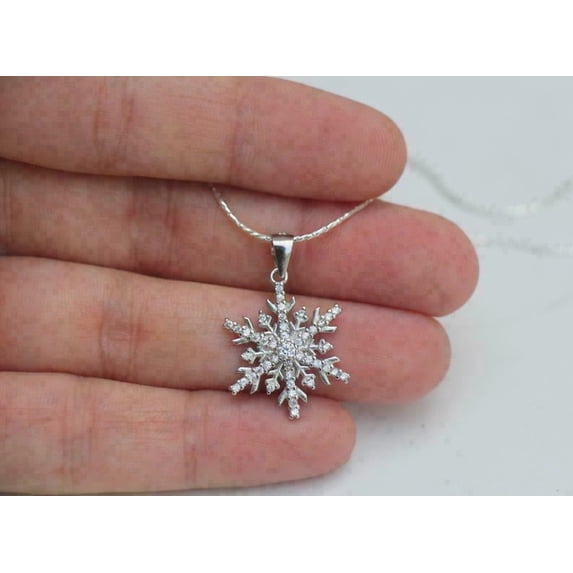 2Ct Round Lab created Diamond Snowflake Pendant 14K White Gold Plated ...
