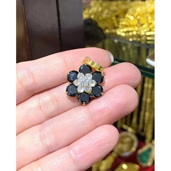 2Ct Round Simulated Black Diamond Women's Pendant 14K Yellow Gold ...