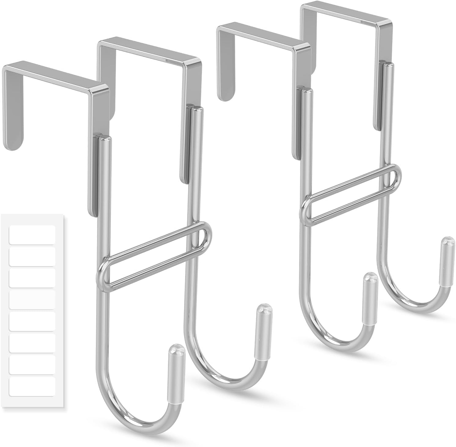 2Ct Silver Over Door Hooks, 5.12" No Drill Hanger Fits 1.45" Doors ...