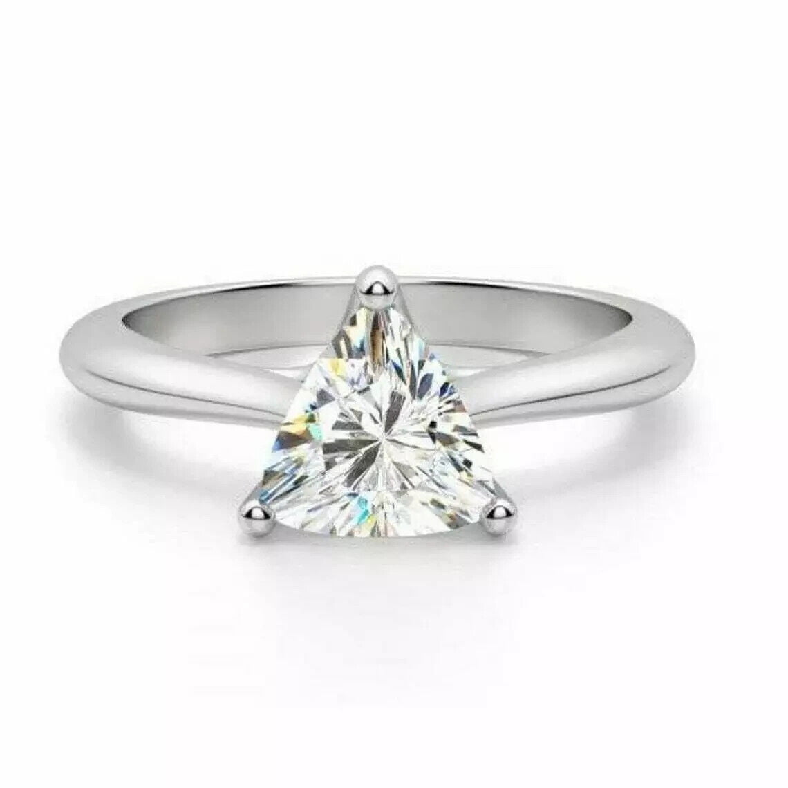 2Ct Trillion Cut Lab-Created Diamond Engagement Ring 14K White Gold ...