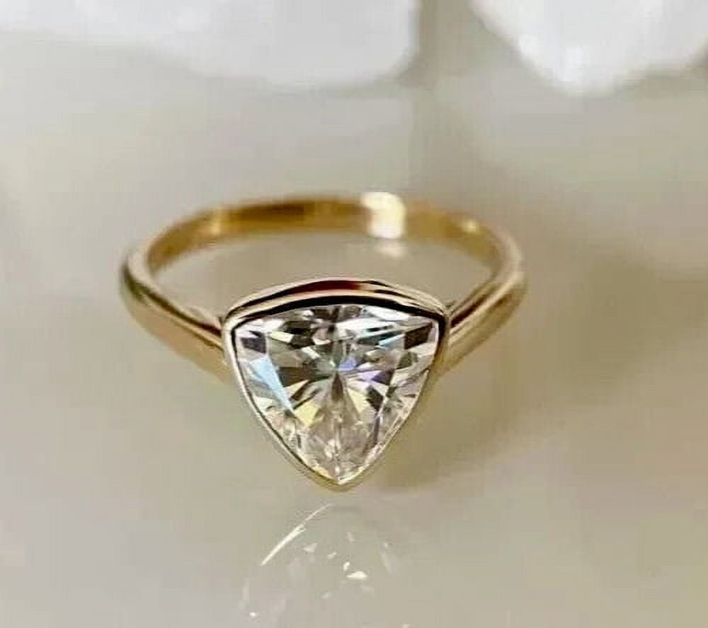 2Ct Trillion Cut Lab-Created Diamond Women's Wedding Ring 14K Yellow ...