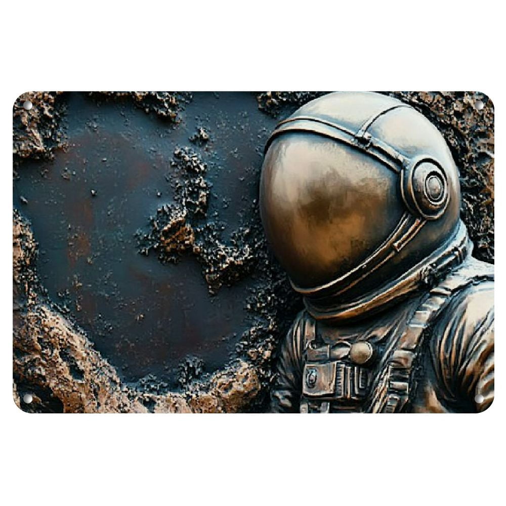 2D 1pc, Space Explorer Metal Tin Sign - Astronaut Wall Decor, Sci-Fi ...