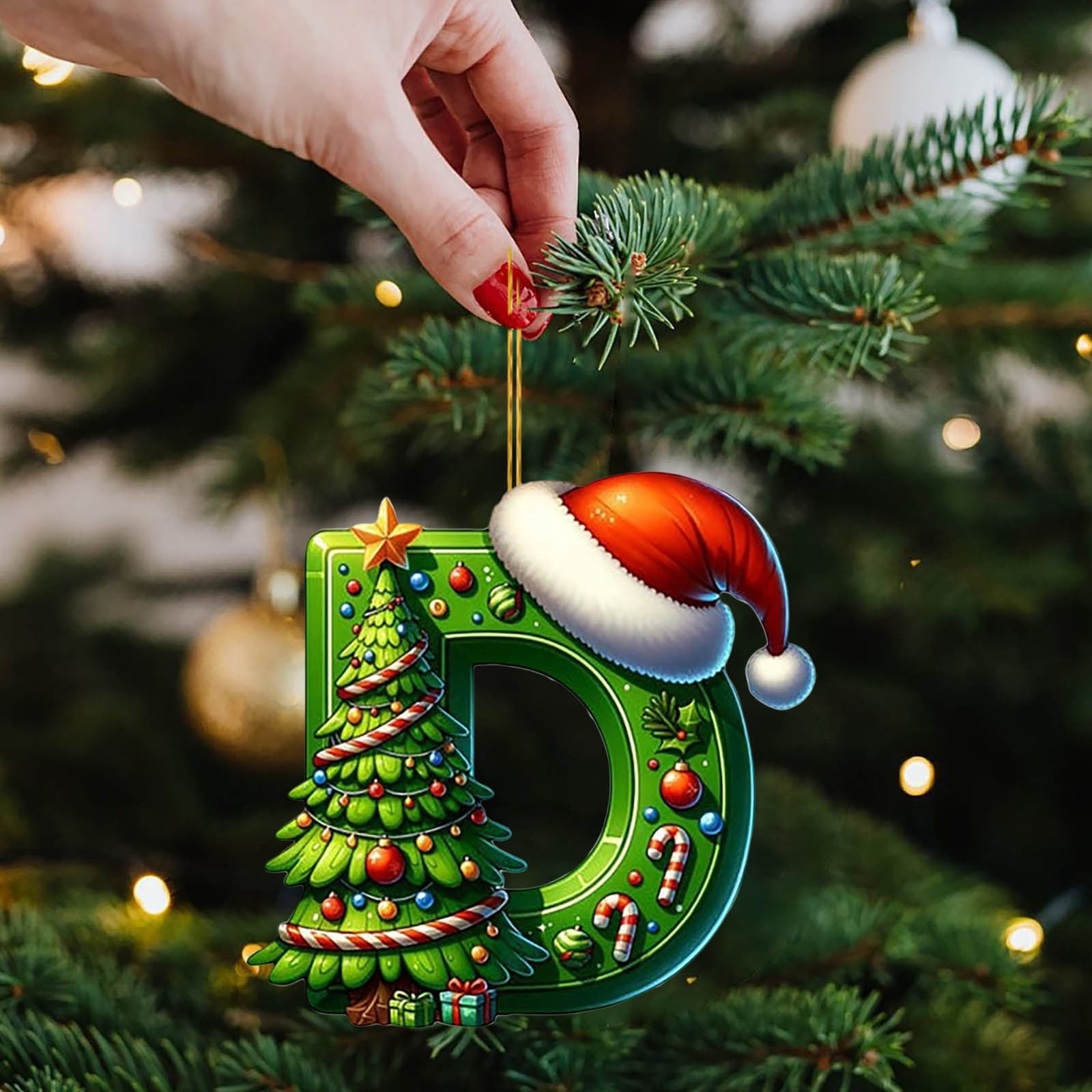2D 26 Letter Christmas Ornaments,26 Letter Ornaments Christmas Tree ...
