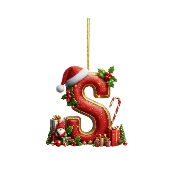 2D 26 Letter Xmas Tree Hanging Ornaments, 26 Alphabet Letters Xmas ...