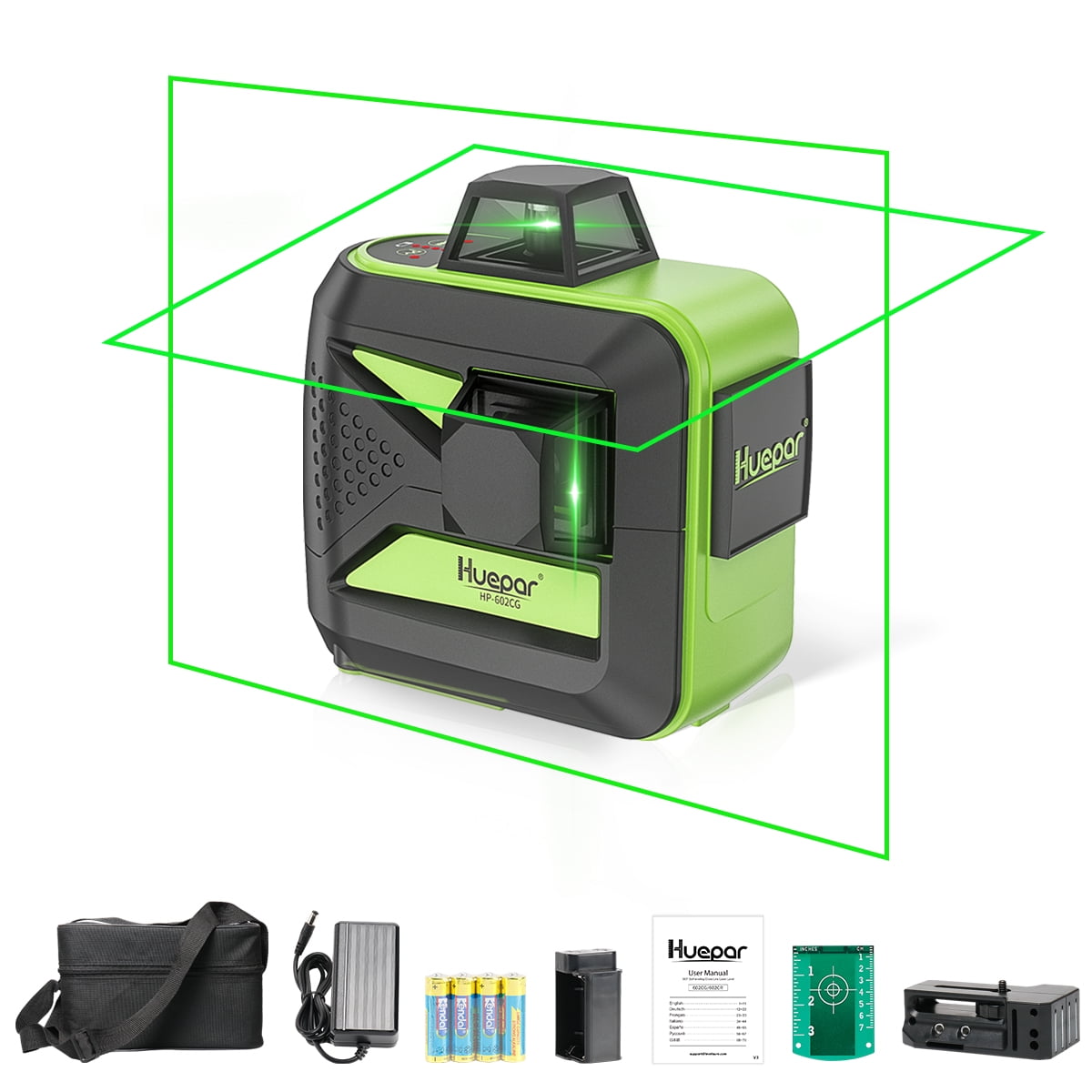 2D 8 Lines Cross Line Laser Level, 200Ft Green Beam 2 x 360° Self ...