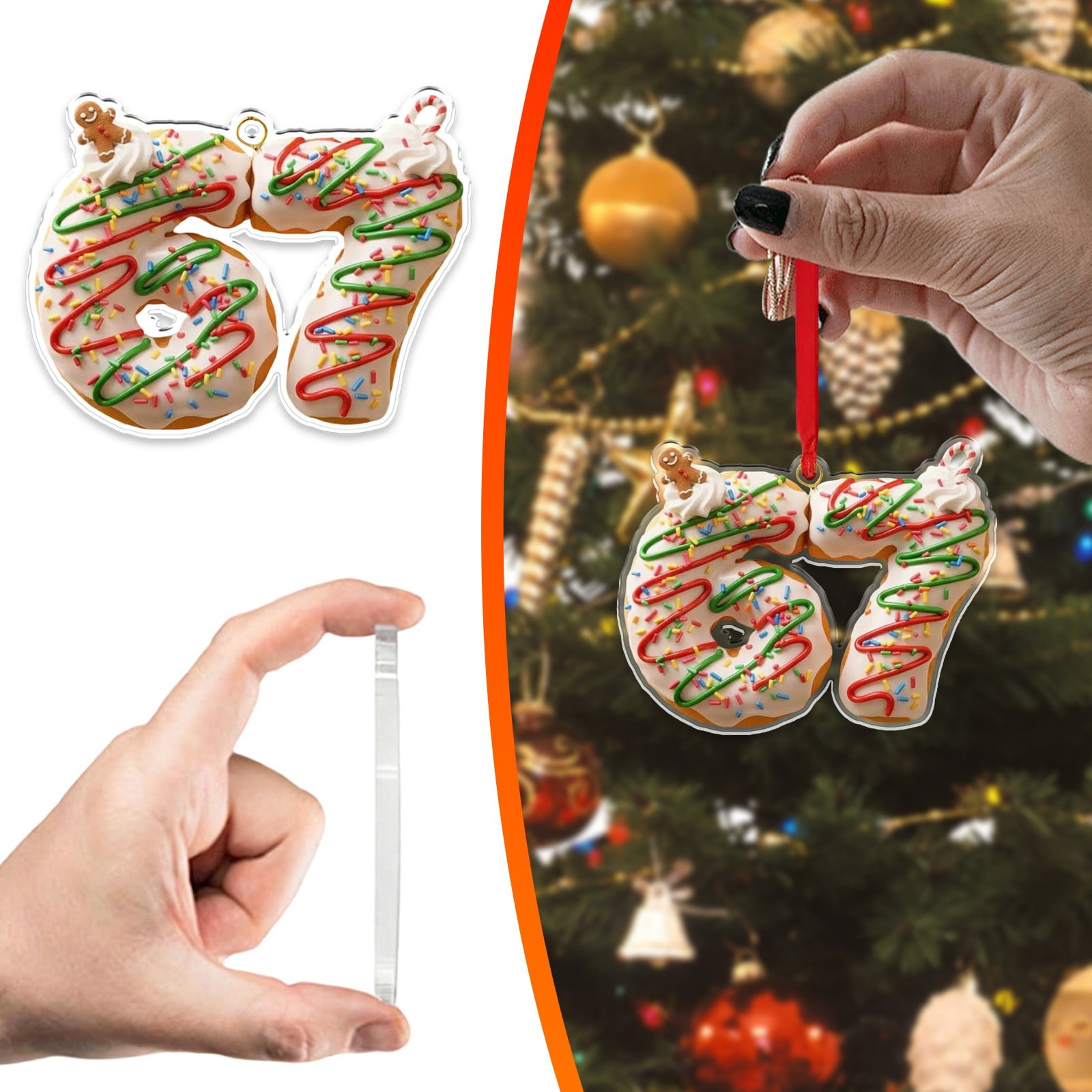 2D Acrylic 67 Christmas Ornament Set Festive Number 67 Holiday Hanging ...
