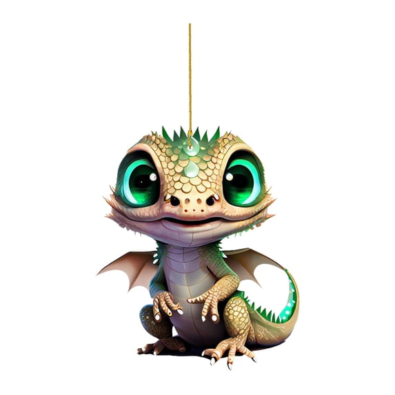2D Acrylic Adorable Flying Dragon Baby Christmas Ornament Double Sided ...