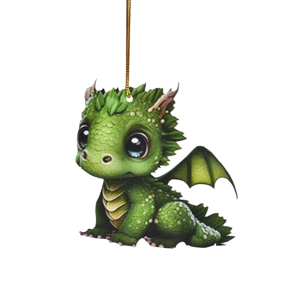 2D Acrylic Adorable Flying Dragon Baby Christmas Ornament Double Sided ...
