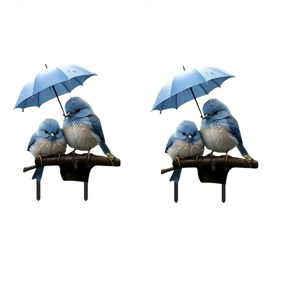 2D Acrylic Blue Bird Garden Stakes With Umbrella, 2 Pack Outdoor ...