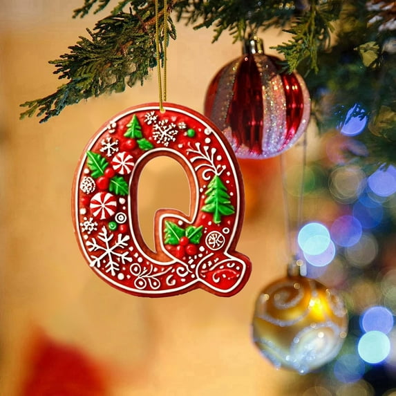 2D Acrylic Christmas Alphabet Hanging Ornaments Festive Tree ...