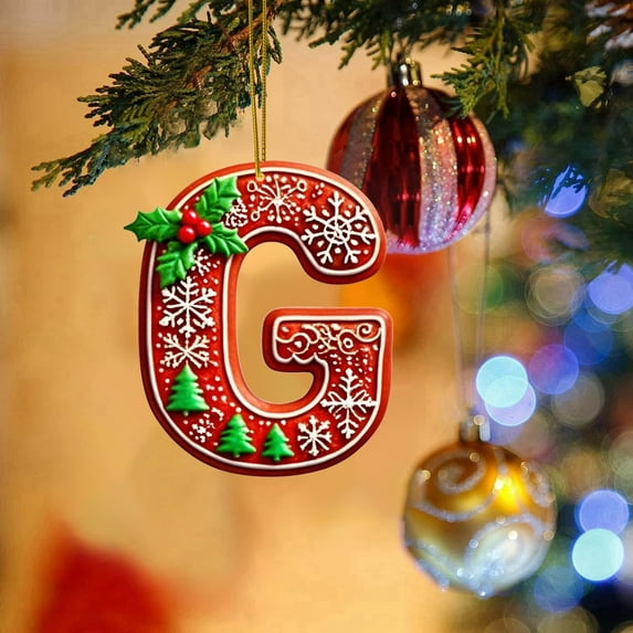 2D Acrylic Christmas Alphabet Hanging Ornaments Festive Tree ...